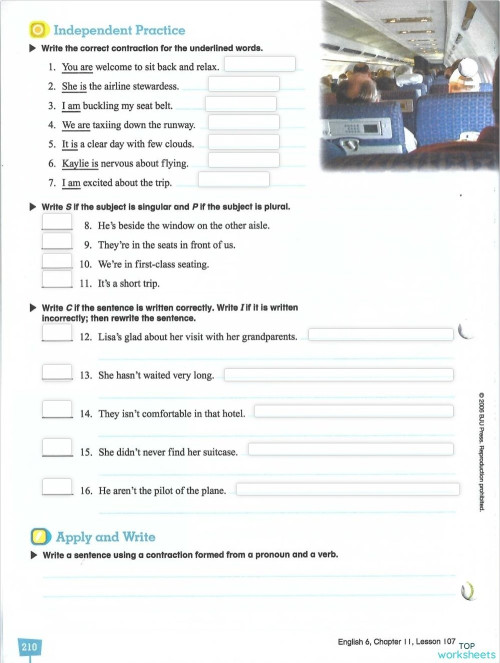 Lesson 107: Contractions Pg 210. Interactive worksheet | TopWorksheets