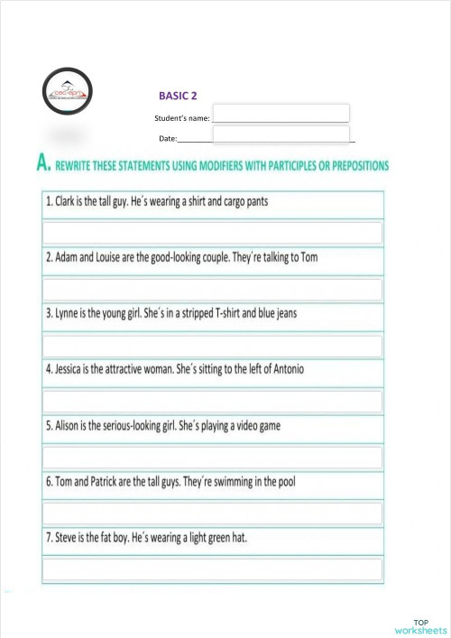 BASIC 2 UNIT 9 MODIFIERS. Interactive worksheet | TopWorksheets