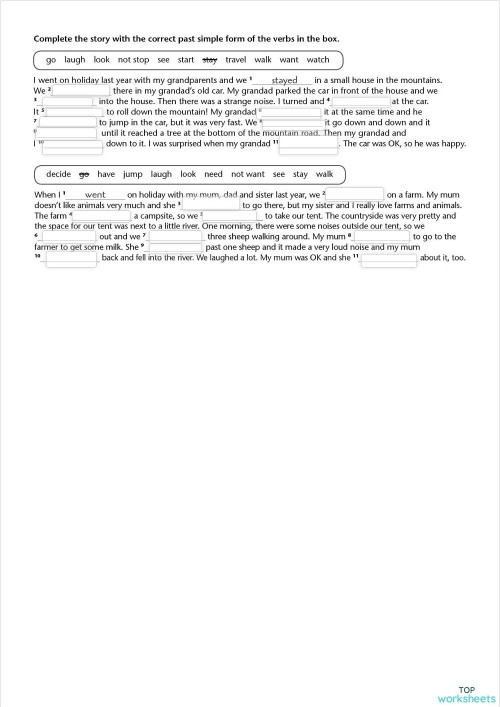 Past Simple English Grammar Exercise Grammar