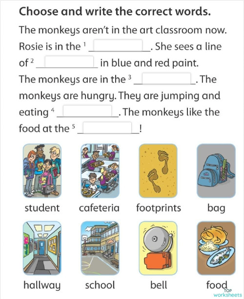 Monkeys in school part 6. Interactive worksheet | TopWorksheets