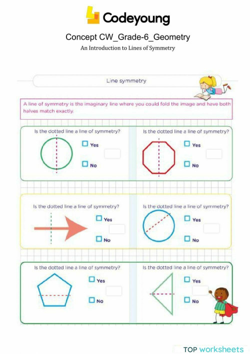 An Introduction to Lines of Symmetry Concept HW. Interactive worksheet ...