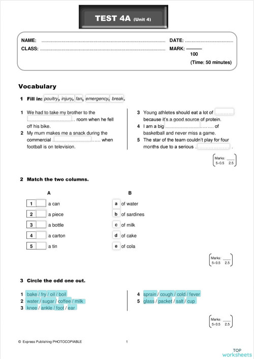 On Screen 2 Unit 4 Test. Interactive worksheet | TopWorksheets