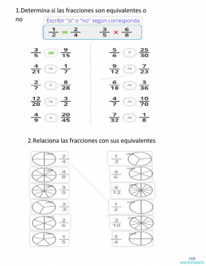 Equivalencia de fracciones. Ficha interactiva | TopWorksheets