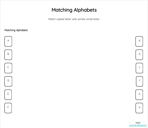 Matching Alphabets. Interactive worksheet | TopWorksheets