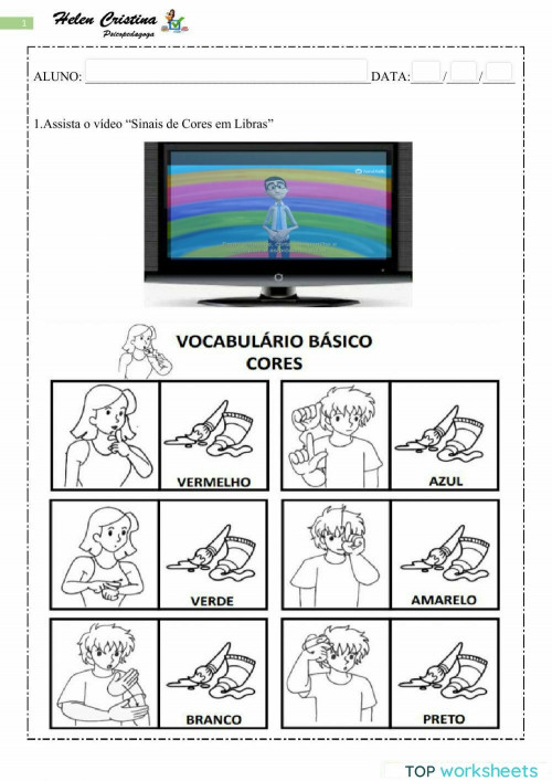 Cores em Libras exercise. Ficha interativa | TopWorksheets