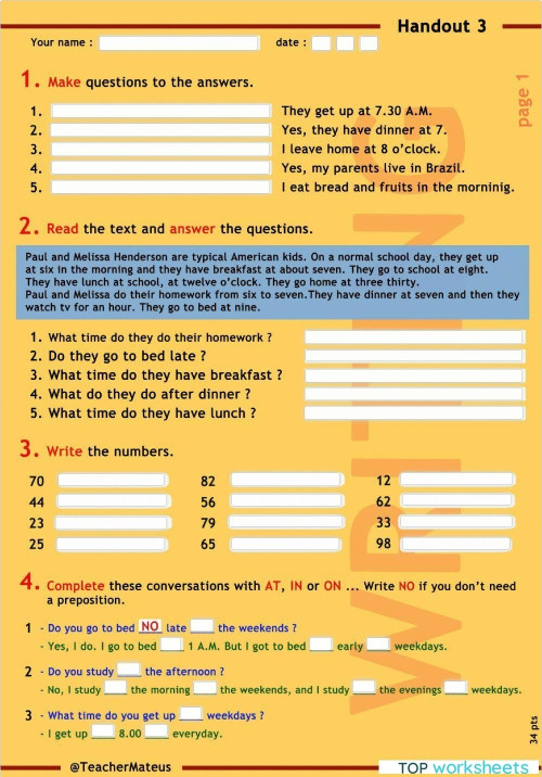 Beginner - Test - Handout 3 - PAGE 1. Interactive worksheet | TopWorksheets