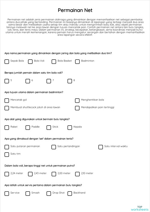 Permainan Net. Lembar kerja interaktif | TopWorksheets