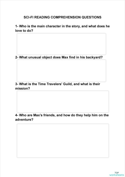 Guided Reading- Sci-fi Comprehension Questions / Max and the Time ...