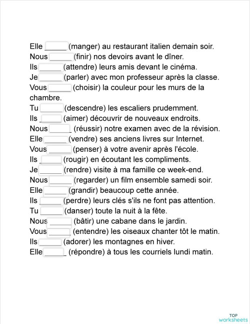 French: interactive worksheets and online exercises | TopWorksheets