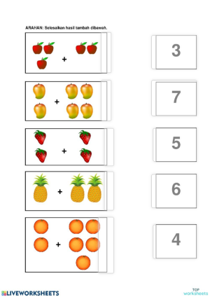 operasi tambah objek. Interactive worksheet | TopWorksheets