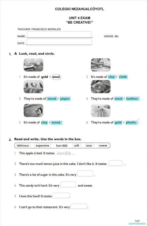 6th Grade U4. Ficha interactiva | TopWorksheets