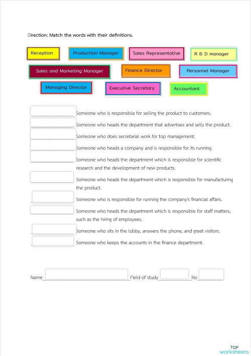 Occupation Vocabulary. Interactive worksheet | TopWorksheets