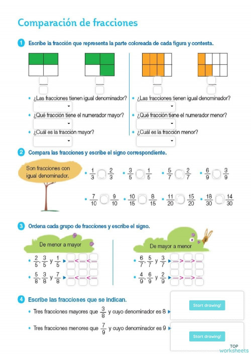Comparación De Fracciones 3er Grado