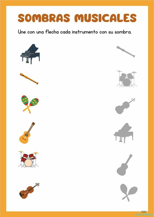 Instrumentos Musicales Juego de Sombras Ficha de Actividades. Ficha ...