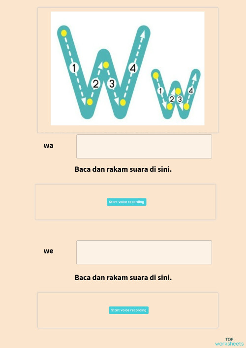 konsonan wa. Interactive worksheet | TopWorksheets