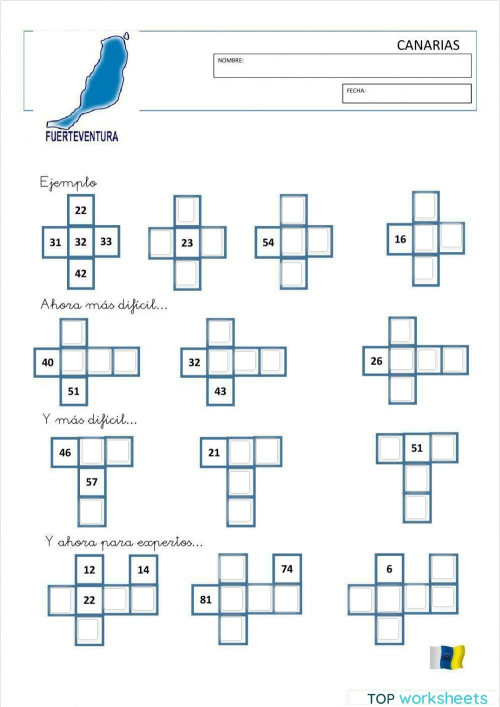 Cruces numéricas. Ficha interactiva | TopWorksheets