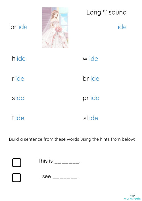 Long 'i' sound I. Interactive worksheet | TopWorksheets