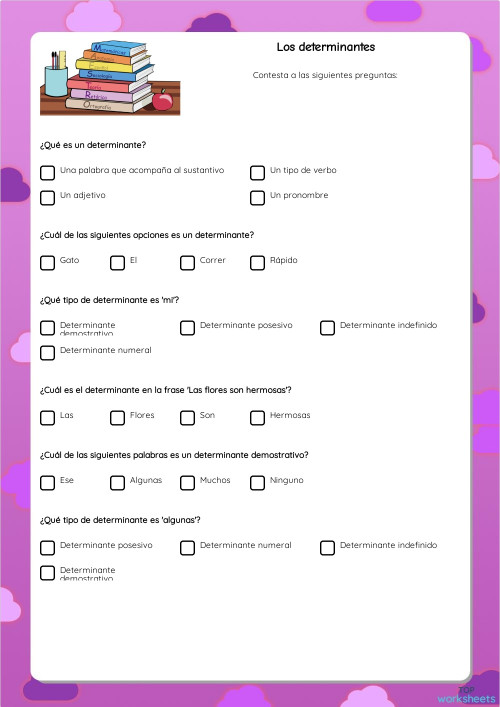 DETERMINANTES. Ficha interactiva | TopWorksheets