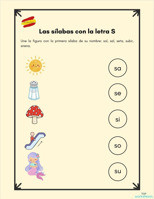 Ejercicios con las sílabas m, p, s. Ficha interactiva | TopWorksheets