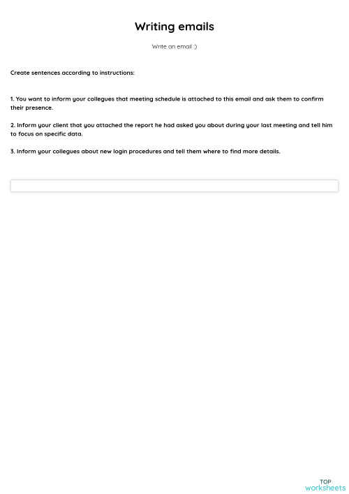 Writing emails. Interactive worksheet | TopWorksheets