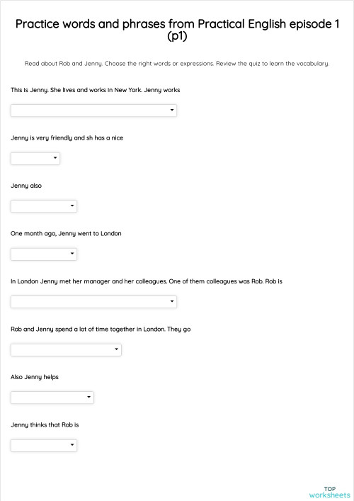 Practice words and phrases from Practical English episode 1 (p1 ...