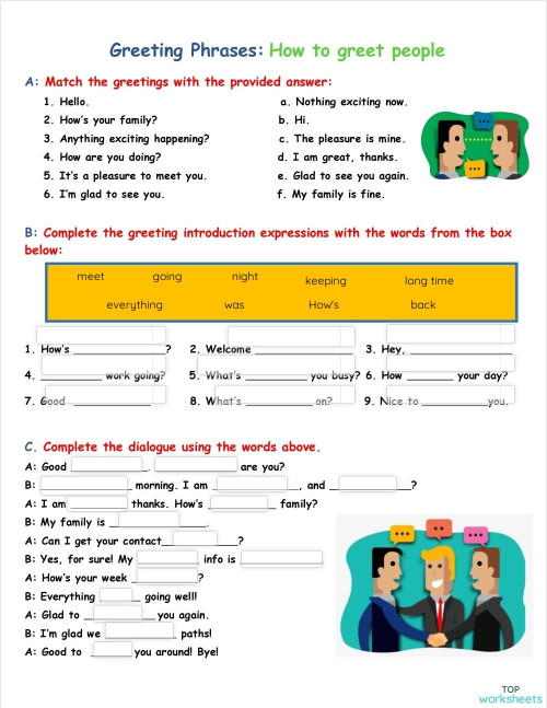 Greetings activity. Interactive worksheet | TopWorksheets