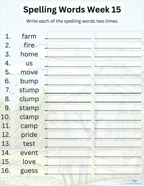 Spelling Words 15.1. Interactive worksheet | TopWorksheets