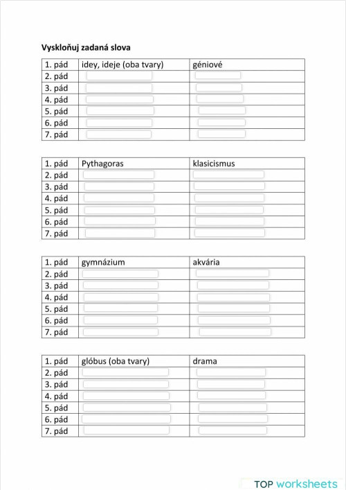 Přejatá slova 1. Interaktivní pracovní list | TopWorksheets