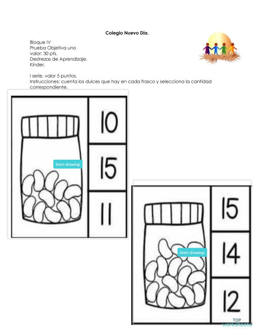 prueba de Destrezas de Aprendizaje, Cuarta Unidad, Kínder. Ficha ...