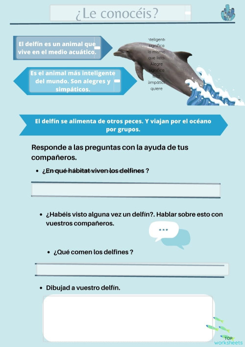 Los animales, el delfín. Ficha interactiva | TopWorksheets
