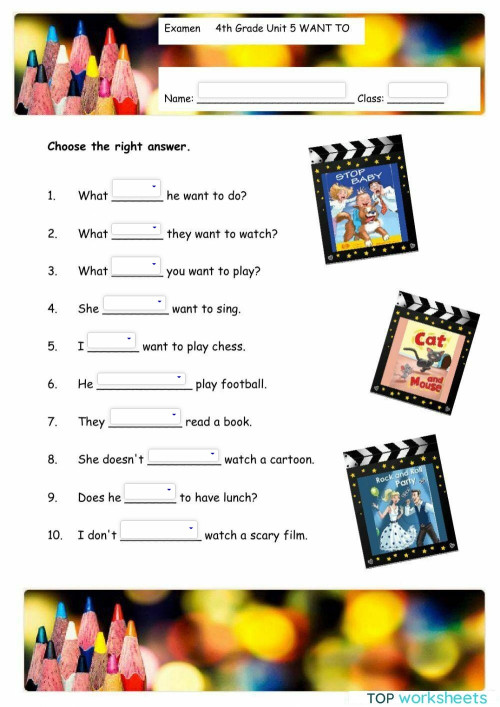 Want to. Interactive worksheet | TopWorksheets