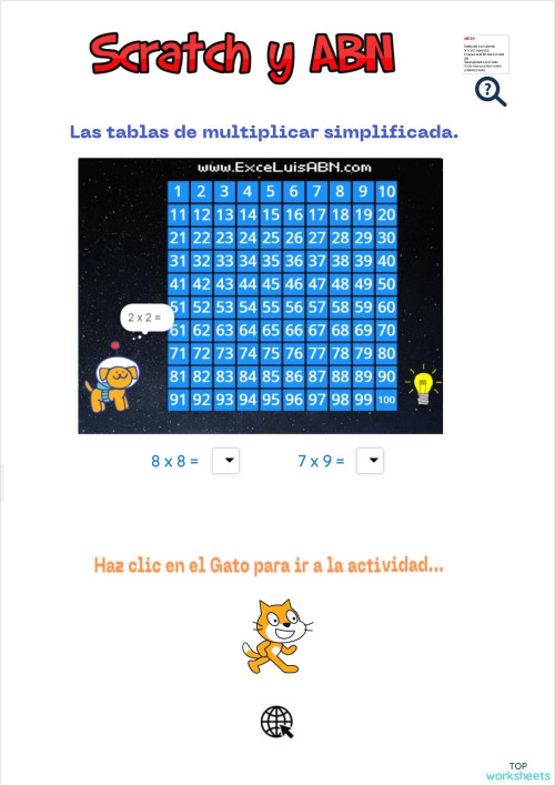 Scratch: Las tablas de multiplicar simplificadas.. Ficha interactiva ...