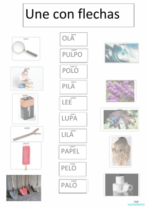 Unir objetos con sus nombres. Ficha interactiva | TopWorksheets