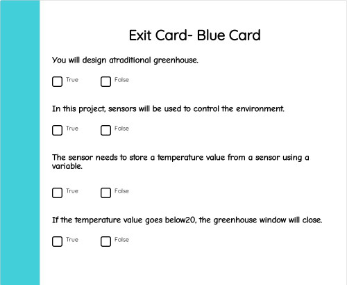 Exit Card- Blue Card. Interactive worksheet | TopWorksheets