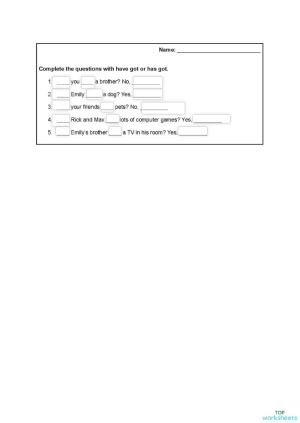 Quiz 4: Have got in interrogative form. Interactive worksheet ...
