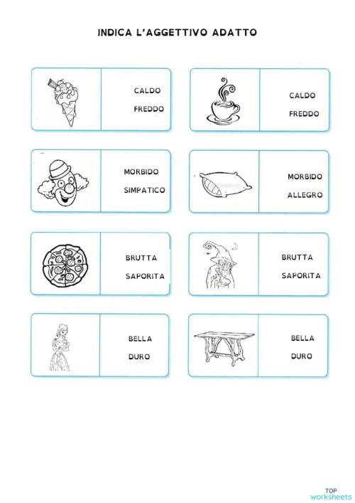 aggettivo11. Scheda interattiva | TopWorksheets