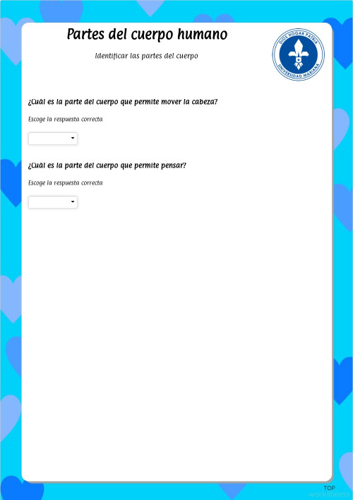 Partes Del Cuerpo Humano Ficha Interactiva Topworksheets