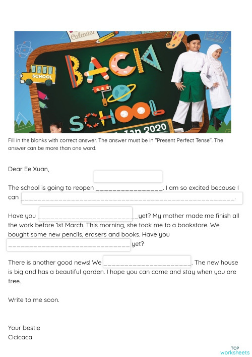 Present PErfect Tense - Close. Interactive worksheet | TopWorksheets