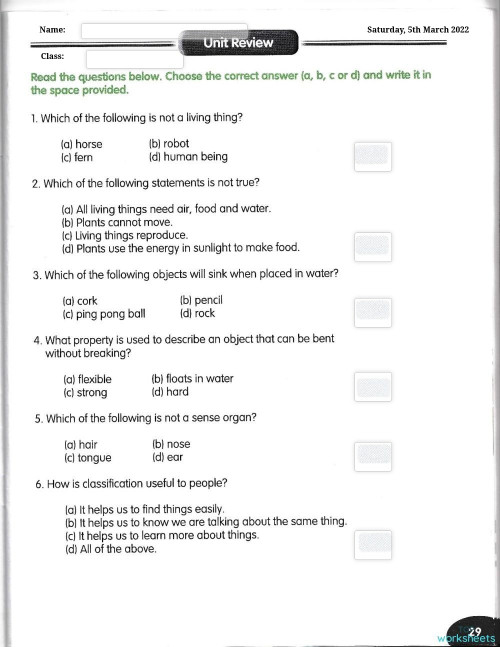 Unit Review. Interactive worksheet | TopWorksheets