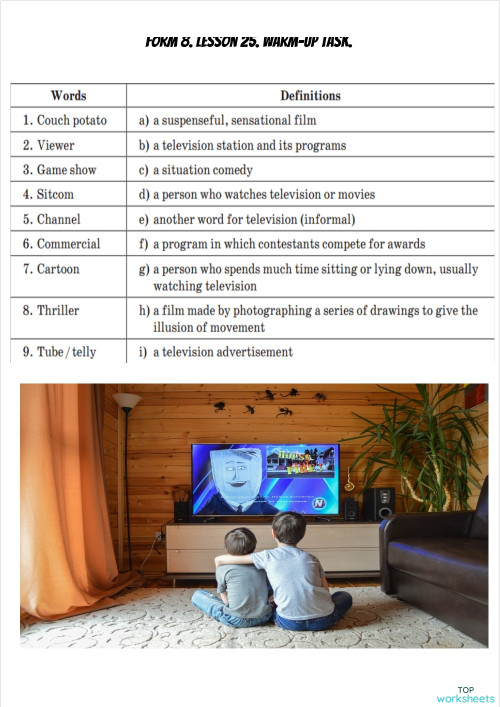 Form 8. Lesson 25. Warm-up Task.. Interactive worksheet | TopWorksheets