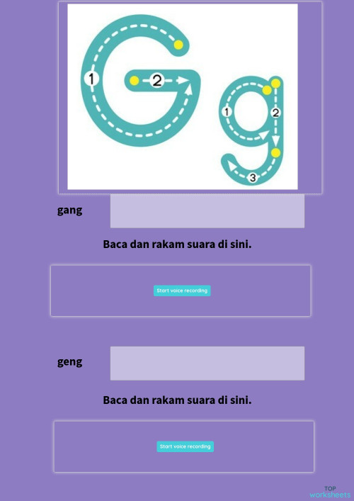 L1 - konsonan gang. Interactive worksheet | TopWorksheets