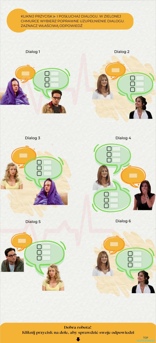 lekcja 12 choroby dialogi. Interactive worksheet | TopWorksheets