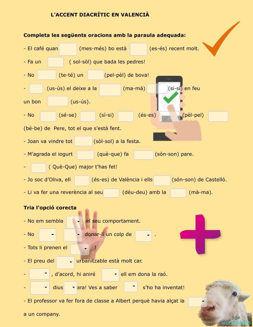 Els accents diacrítics. Fitxa interactiva | TopWorksheets