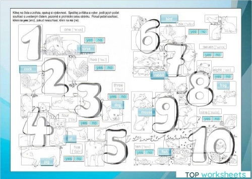 Animals and numbers to 10. Interactive worksheet | TopWorksheets