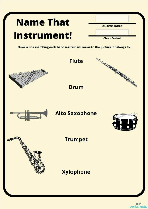 Musical instruments: interactive worksheets and online exercises ...