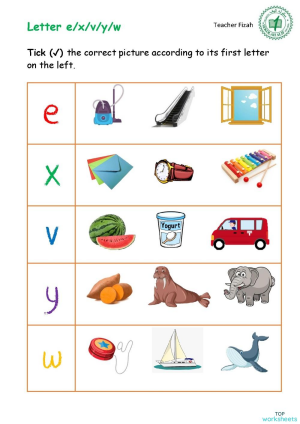 W35 Revision Letter e/x/v/y/w (PRA). Interactive worksheet | TopWorksheets