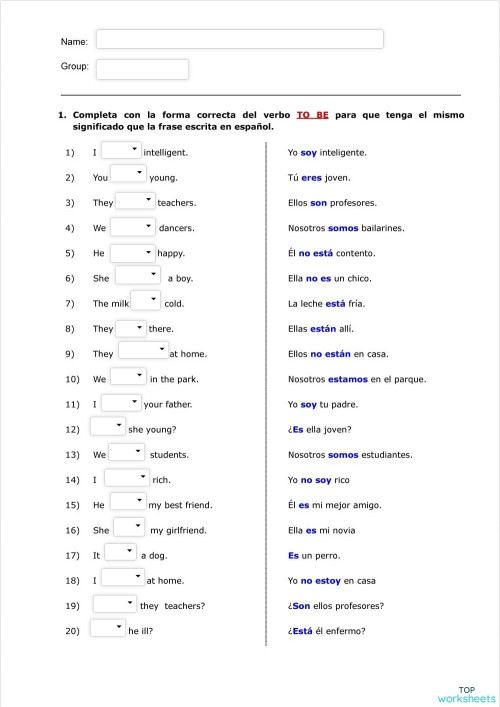 3A Grammar: Present simple (+) and (-). Interactive worksheet ...