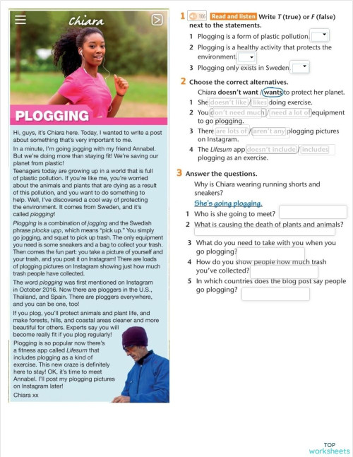 L3 Plogging. Interactive worksheet | TopWorksheets