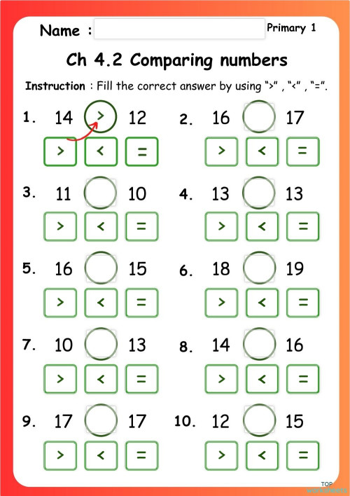 Comparing Numbers: interactive worksheets and online exercises ...