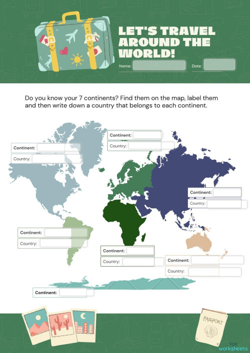 Continents. Interactive worksheet | TopWorksheets